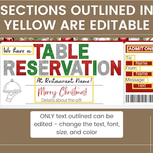 Table Reservation Gift. Reserved Table Ticket. Restaurant Reservation ...