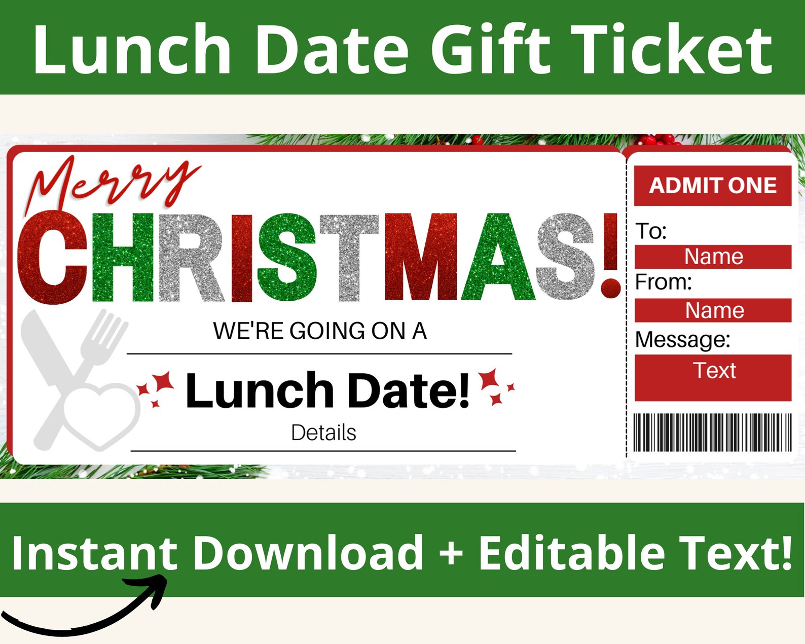 Lunch Date Ticket. Lunch Gift Card. Lunch Gift Certificate. Lunch ...