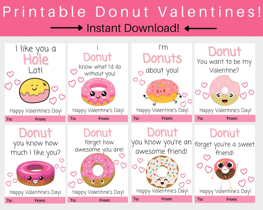 Donut Valentine Cards. Donut Valentine's Day. Donut Valentines ...