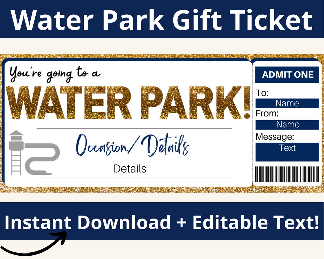 Water Park Ticket. Water Park Gift Certificate. Water Park Gift ...