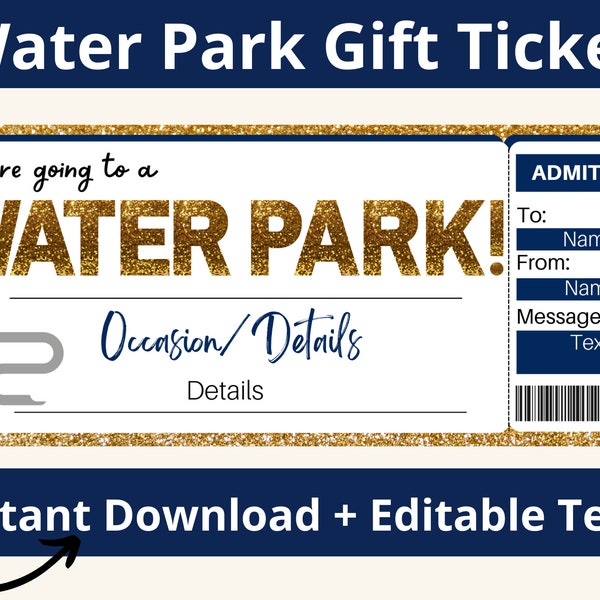 Water Park Ticket Template - Etsy