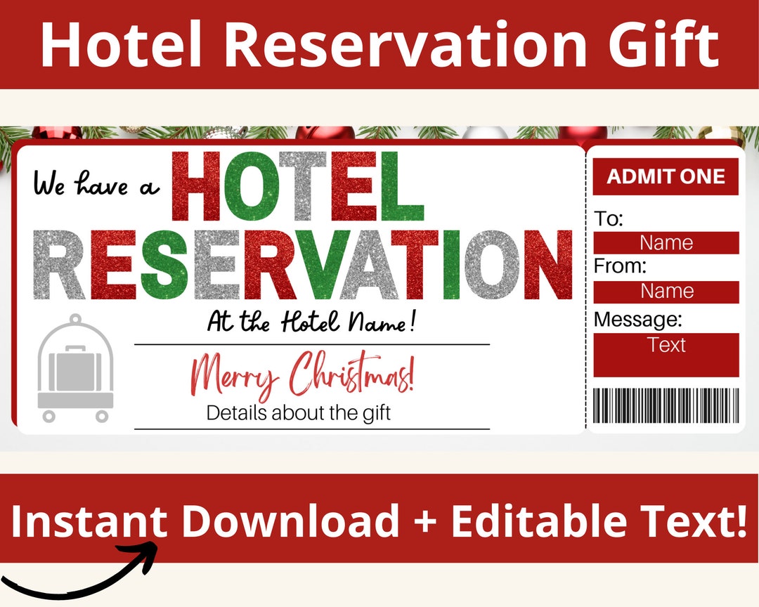 Hotel Reservation Template. Christmas Hotel Ticket. Hotel Voucher ...
