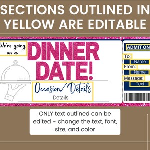 Dinner Date Coupon. Dinner Date Voucher. Birthday Dinner Invitation ...
