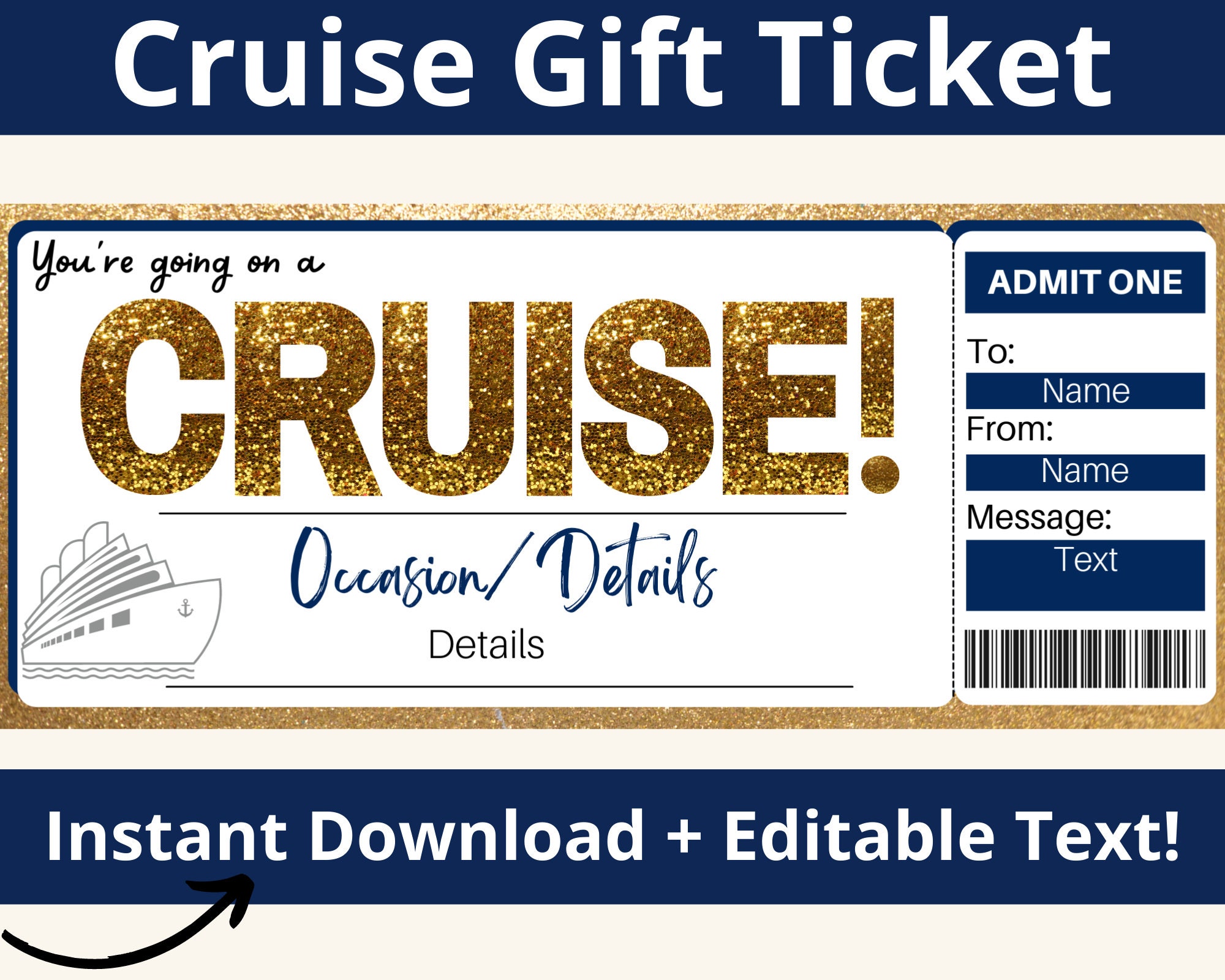 Cruise Ticket Template. Cruise Voucher. Cruise Boarding Pass. - Etsy