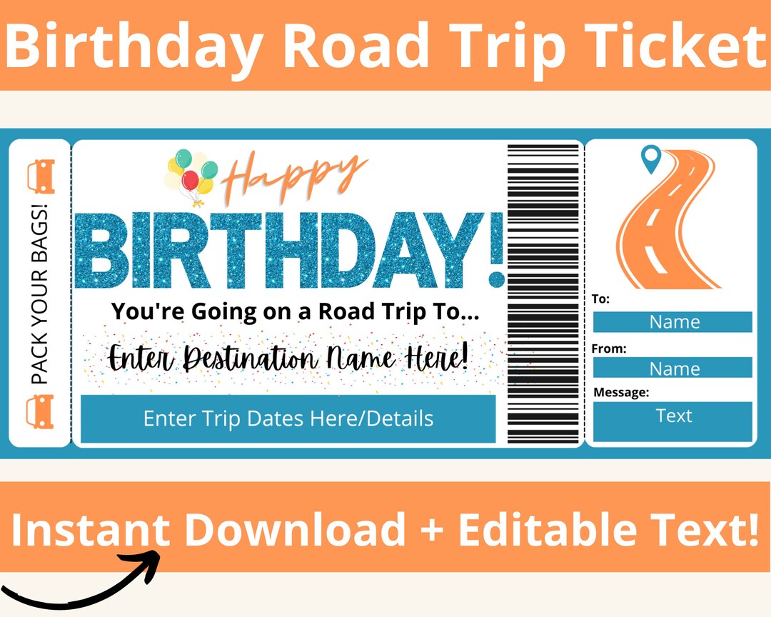 Road Trip Gift Certificate. Road Trip Ticket. Road Trip Gifts. Birthday ...