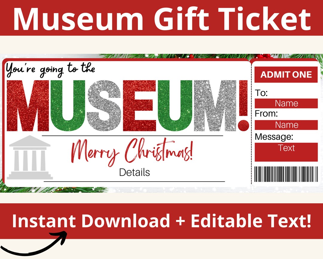 Museum Ticket Template. Museum Gift Certificate. Museum - Etsy