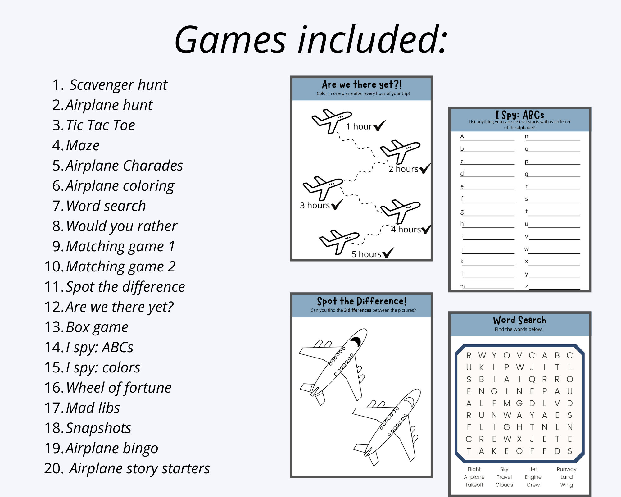 Airplane Activities for Kids. Airplane Activity Kit. Airplane - Etsy