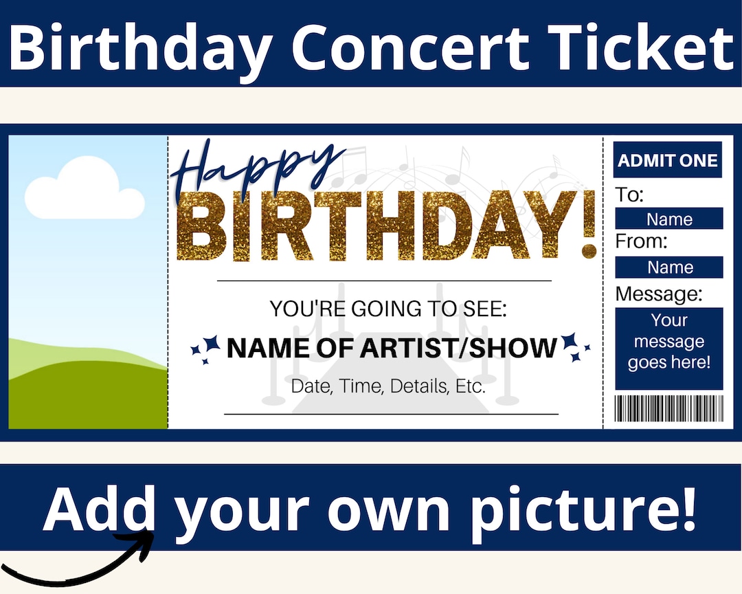 Event Ticket. Concert Ticket. Birthday Concert Ticket. Printable ...
