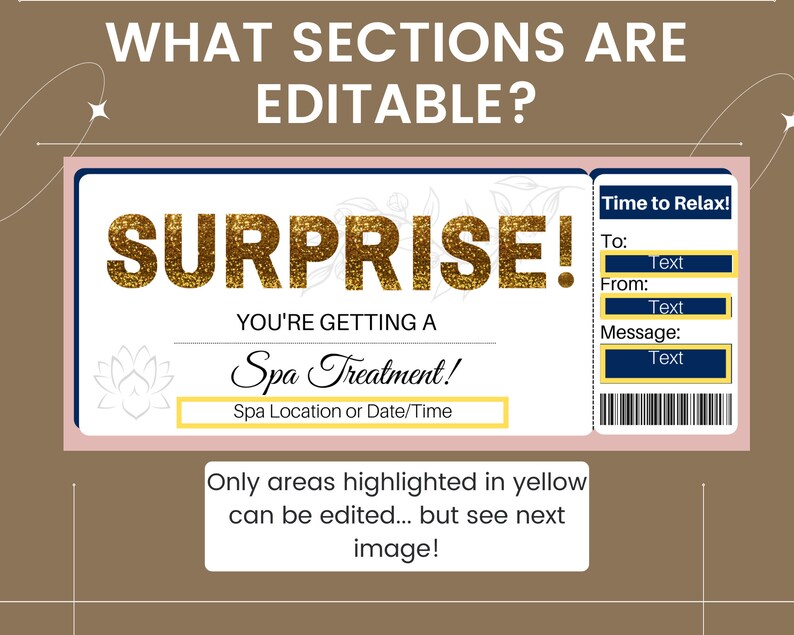 Spa Ticket. Spa Day Gift. Spa Day Ticket. Surprise Ticket. - Etsy