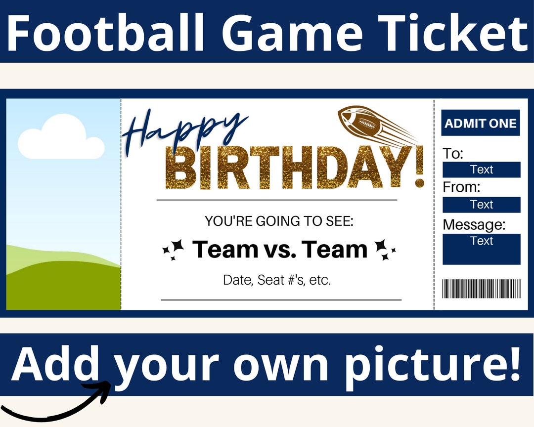 Football Ticket. Football Game Tickets. NFL Ticket Template. NFL Game ...
