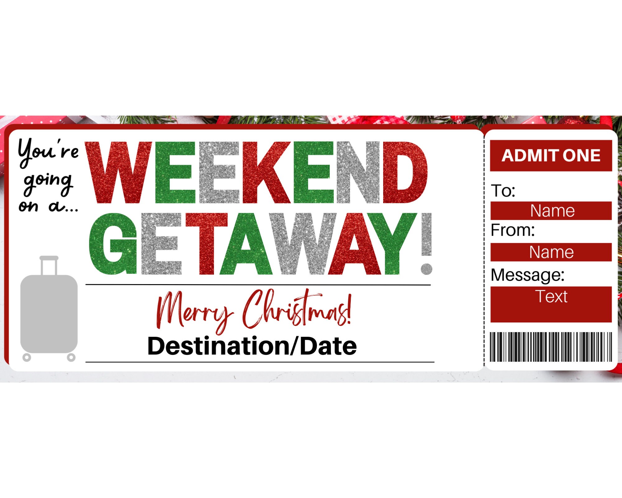 Weekend Getaway Voucher. Weekend Trip. Surprise Trip Ticket. Surprise ...