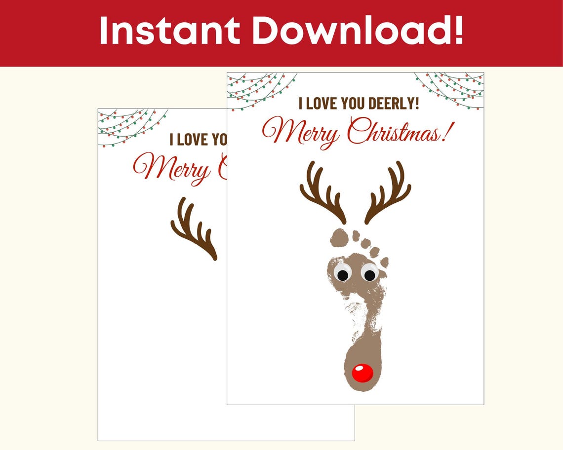 Reindeer Footprint Art. Christmas Footprint Craft. Reindeer Painting ...