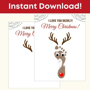 Reindeer Footprint Art. Christmas Footprint Craft. Reindeer Painting ...