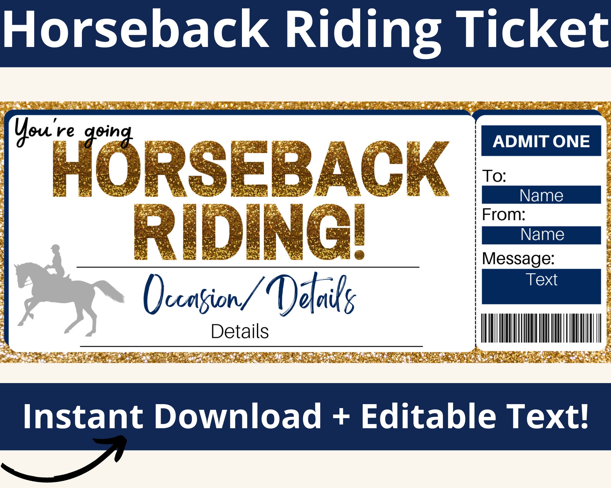 Horseback Riding Gift Ticket. Horseback Riding Lessons. Horse - Etsy