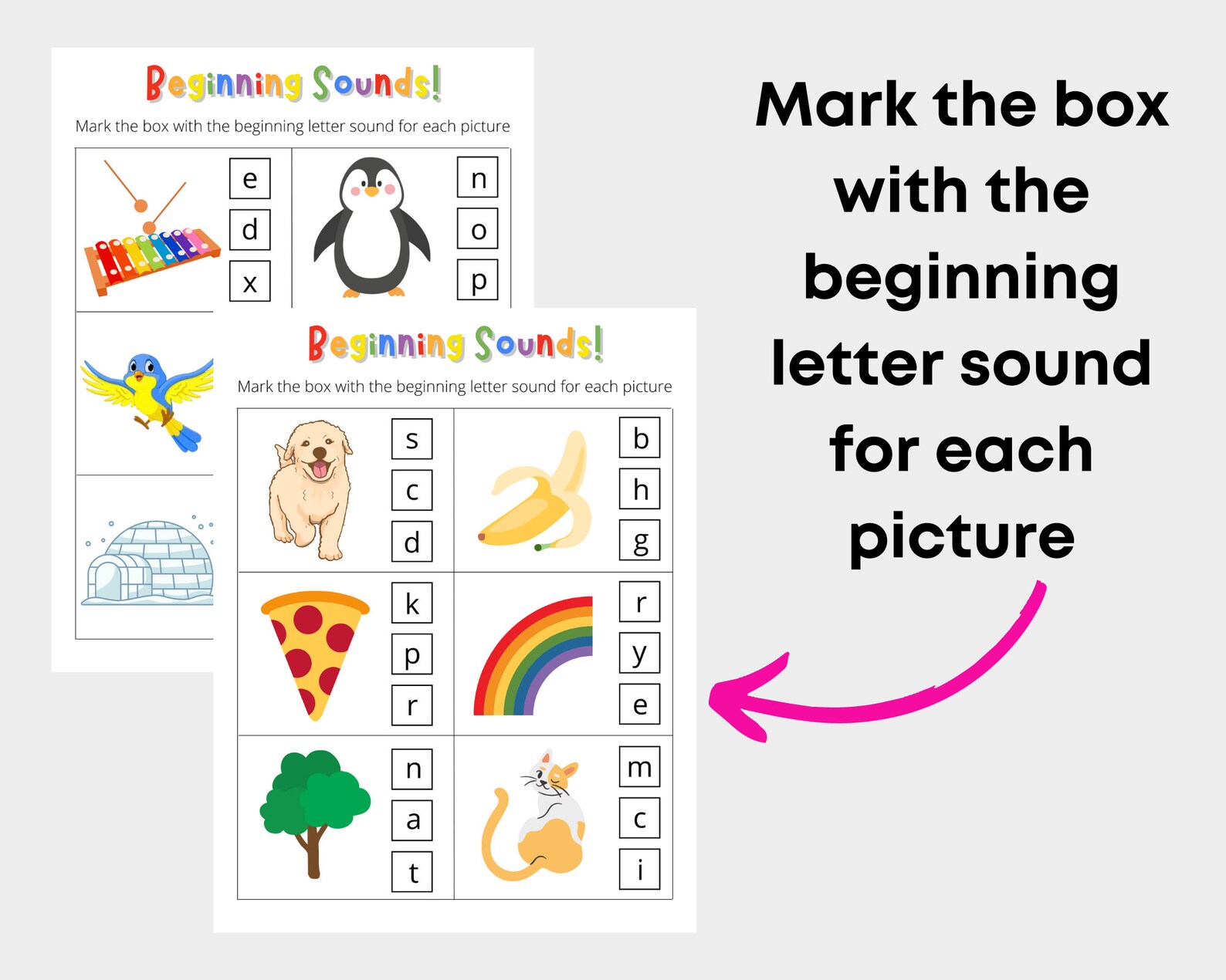 Beginning Sound Worksheet. Letter Sounds. Learning to Read. - Etsy