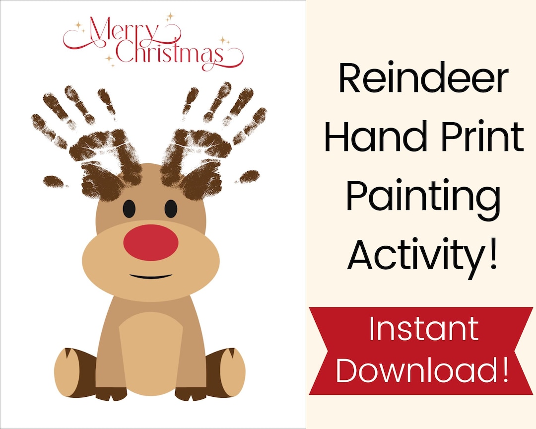 Reindeer Handprint Art. Christmas Handprint Craft. Christmas Handprint ...