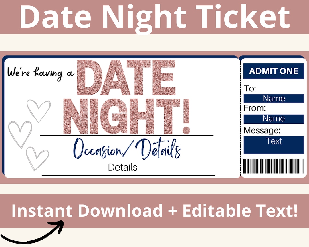 Date Night Coupon Template. Date Night Tickets. Date Coupons. - Etsy