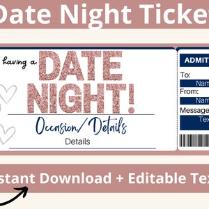 Date Night Coupon Template. Date Night Tickets. Date Coupons. - Etsy