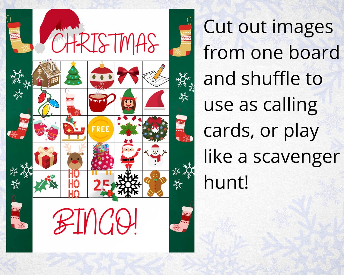 Christmas Bingo Boards Christmas Bingo Games for Kids | Etsy