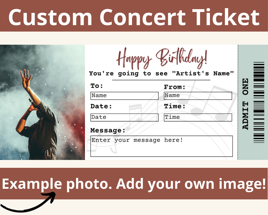 Concert Ticket Template. Concert Ticket Surprise. Birthday Concert ...