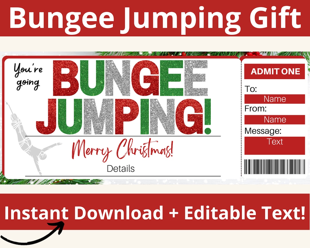 Bungee Jumping Gift Ticket. Bungee Jump Ticket. Bungee Jumping Gift ...