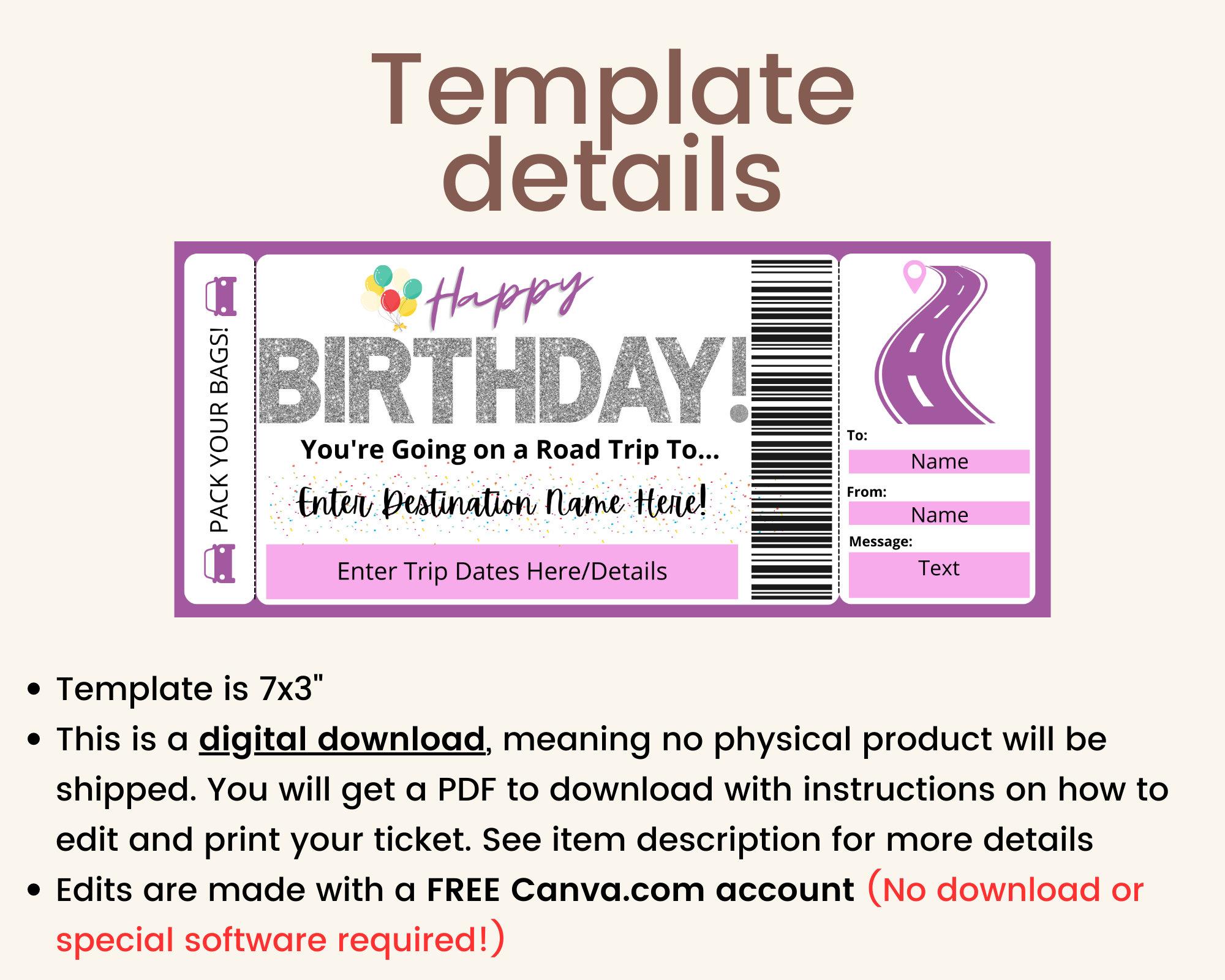 Road Trip Ticket. Road Trip Voucher. Road Trip Gifts. Birthday Boarding ...