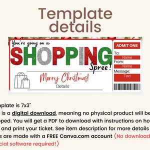Christmas Shopping Trip. Shopping Spree Card. Shopping Ticket. Shopping ...