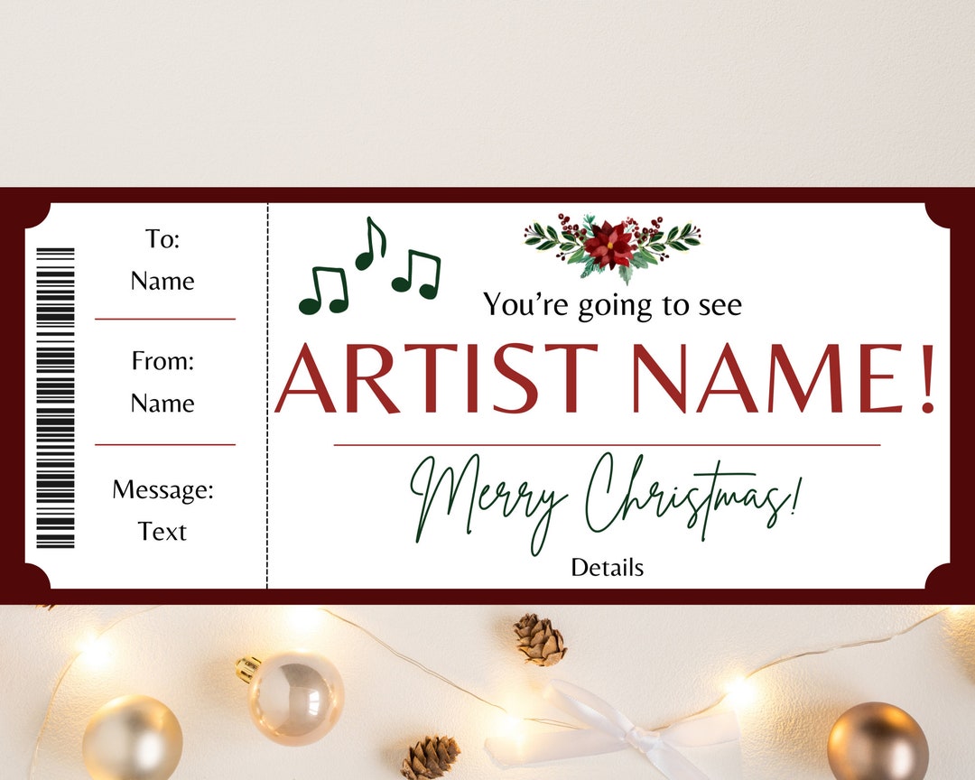 Christmas Concert Ticket Template, Surprise Concert Gift Voucher ...