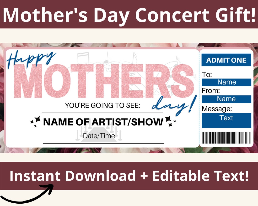 Mothers Day Concert Ticket. Concert Ticket Template. Mothers - Etsy