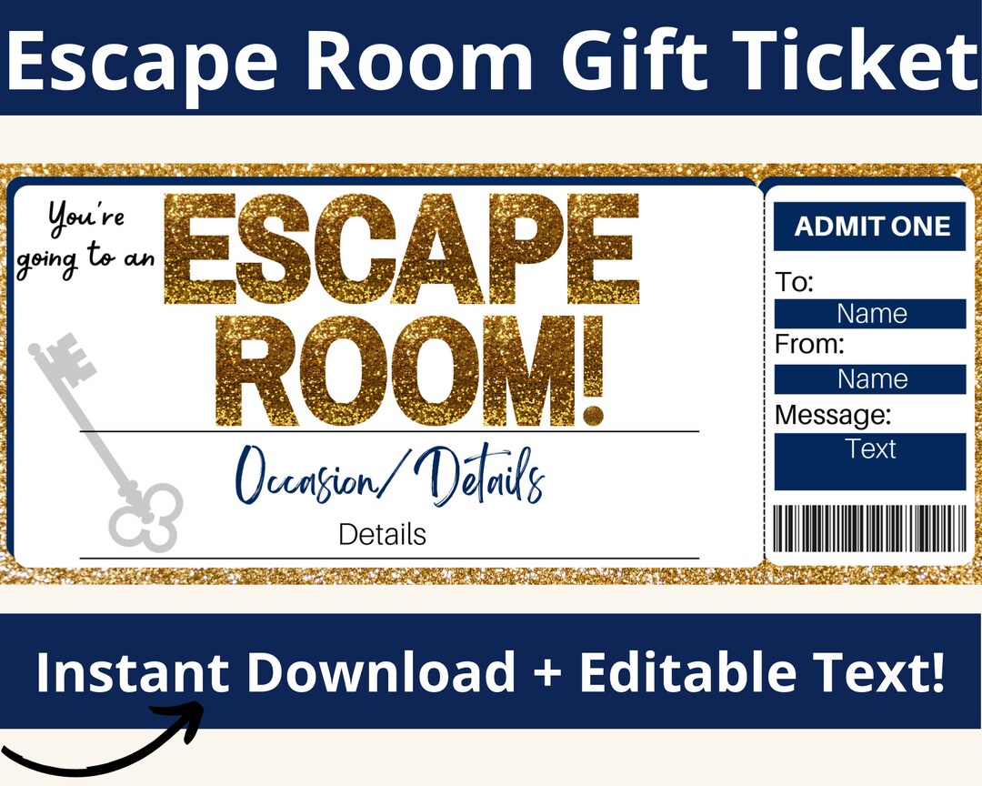 Escape Room Gift. Escape Room Ticket. Escape Room Invitation. Escape ...