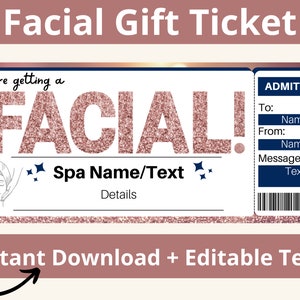 Facial Gift Certificate. Facial Coupon. Facial Certificate. Spa Ticket ...