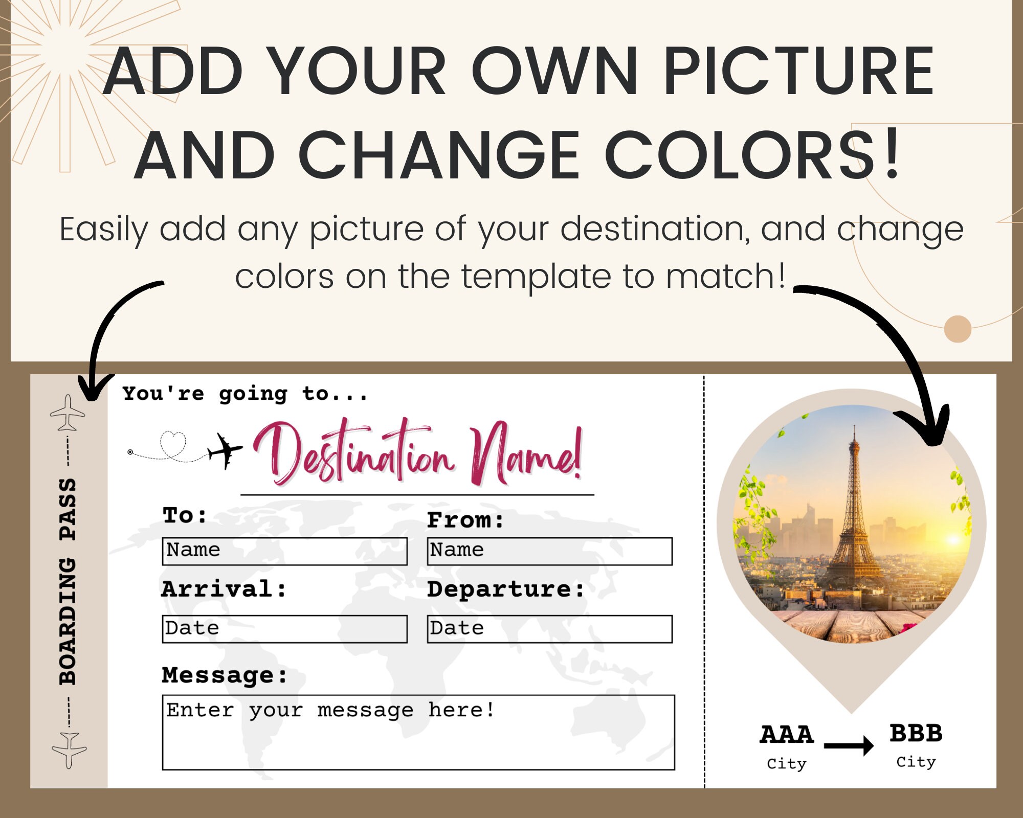 Boarding Pass Template Boarding Ticket Template Surprise Etsy