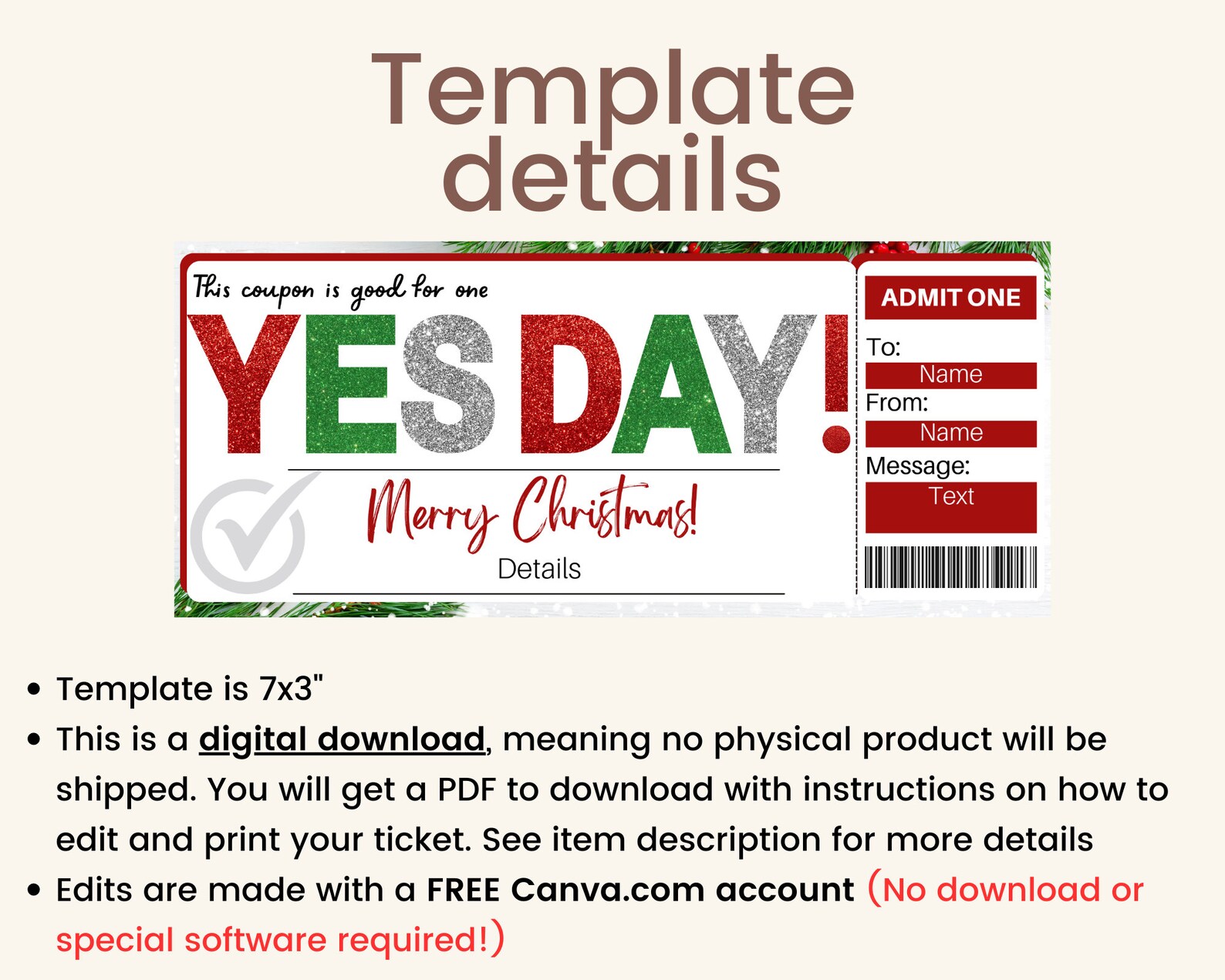 Yes Day Gift Certificate, Yes Day Coupon Ticket for Kids, Yes Day ...