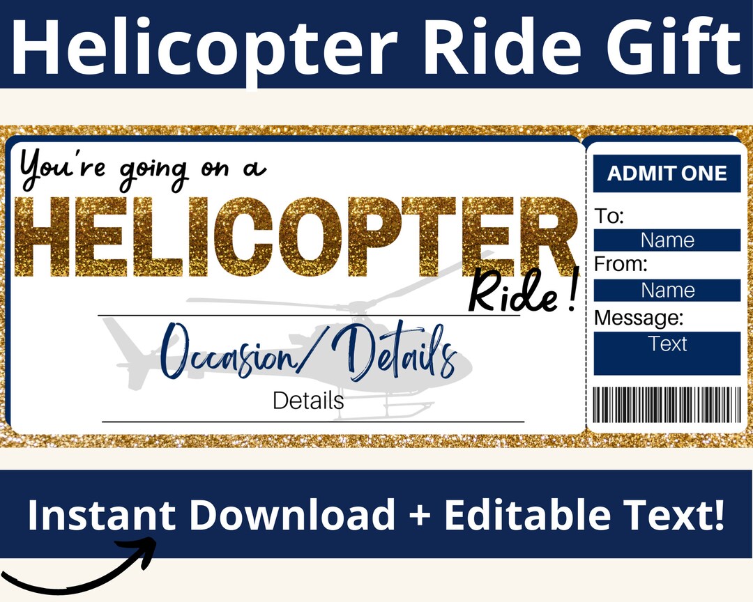 Helicopter Ride Ticket. Helicopter Gift Certificate. Helicopter ...