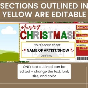 Christmas Concert Ticket. Concert Ticket Gift. Printable Concert Ticket ...