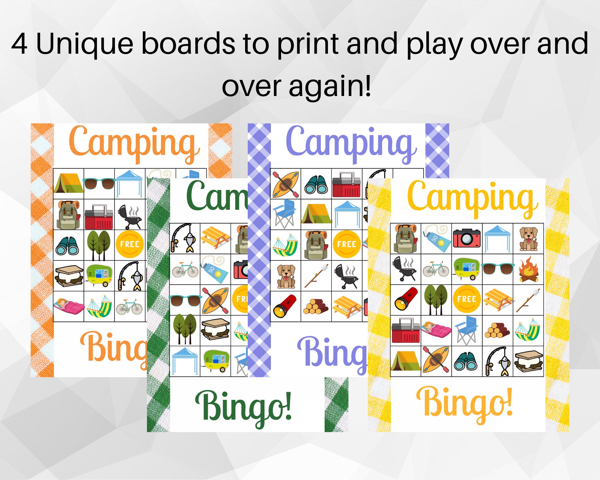 Camping Bingo. Camping Game Printable. Camp Games. Camping for - Etsy