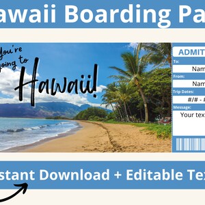 Hawaii Ticket. Hawaii Boarding Pass. Hawaii Trip Ticket. - Etsy