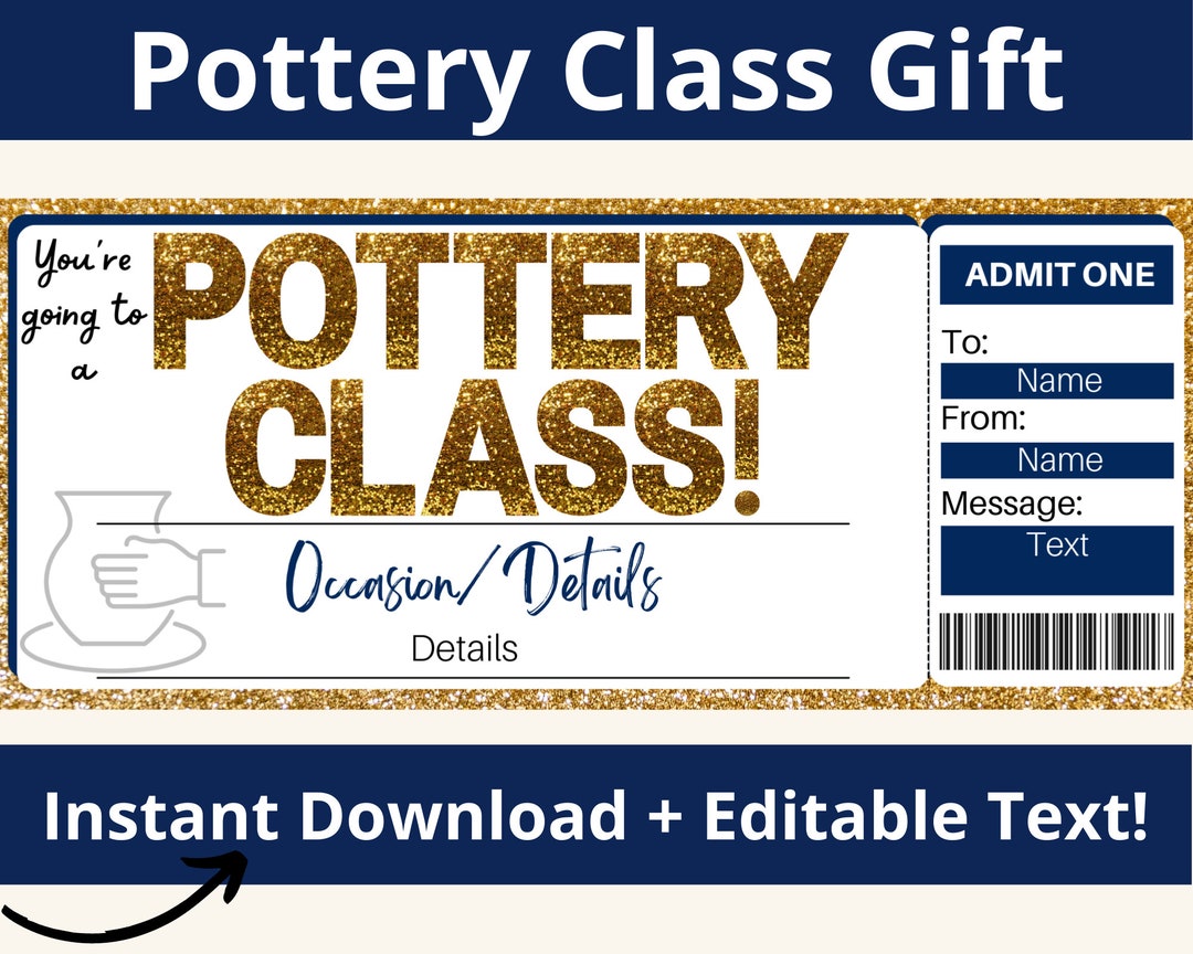 Pottery Class Gift Ticket. Pottery Class Gift Certificate. Pottery ...