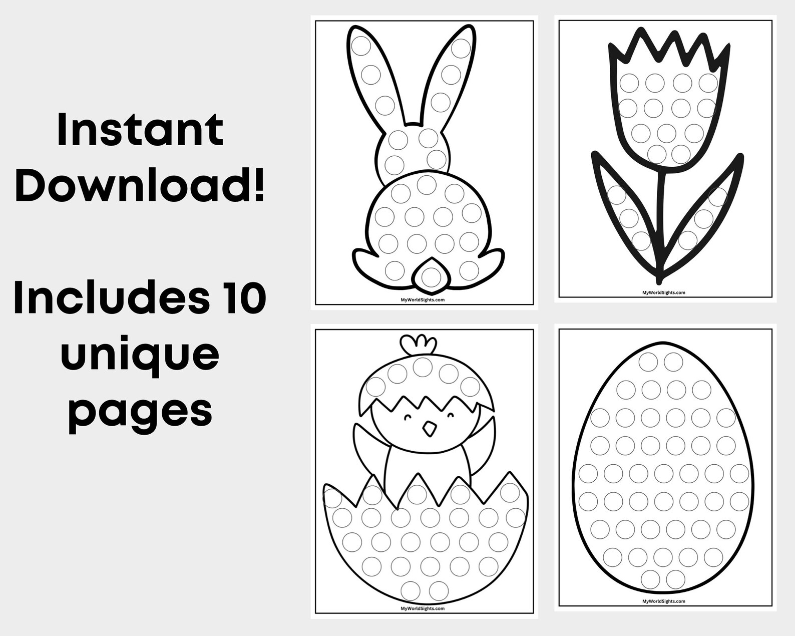 Easter Dot Marker Pages Printable, Do a Dot Activity Sheets, Easter ...
