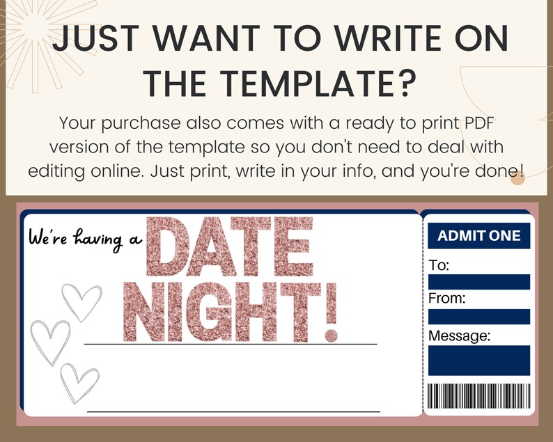 Date Night Coupon Template. Date Night Tickets. Date Coupons. - Etsy
