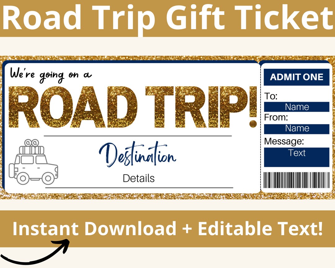 Road Trip Ticket. Road Trip Gift. Road Trip Voucher. Road Trip - Etsy