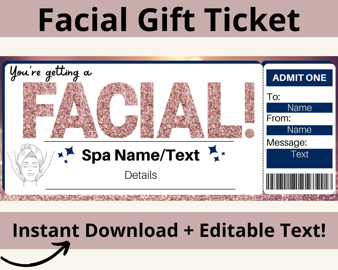 Facial Gift Certificate. Facial Coupon. Facial Certificate. - Etsy