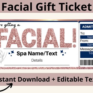 Facial Gift Certificate. Facial Coupon. Facial Certificate. - Etsy
