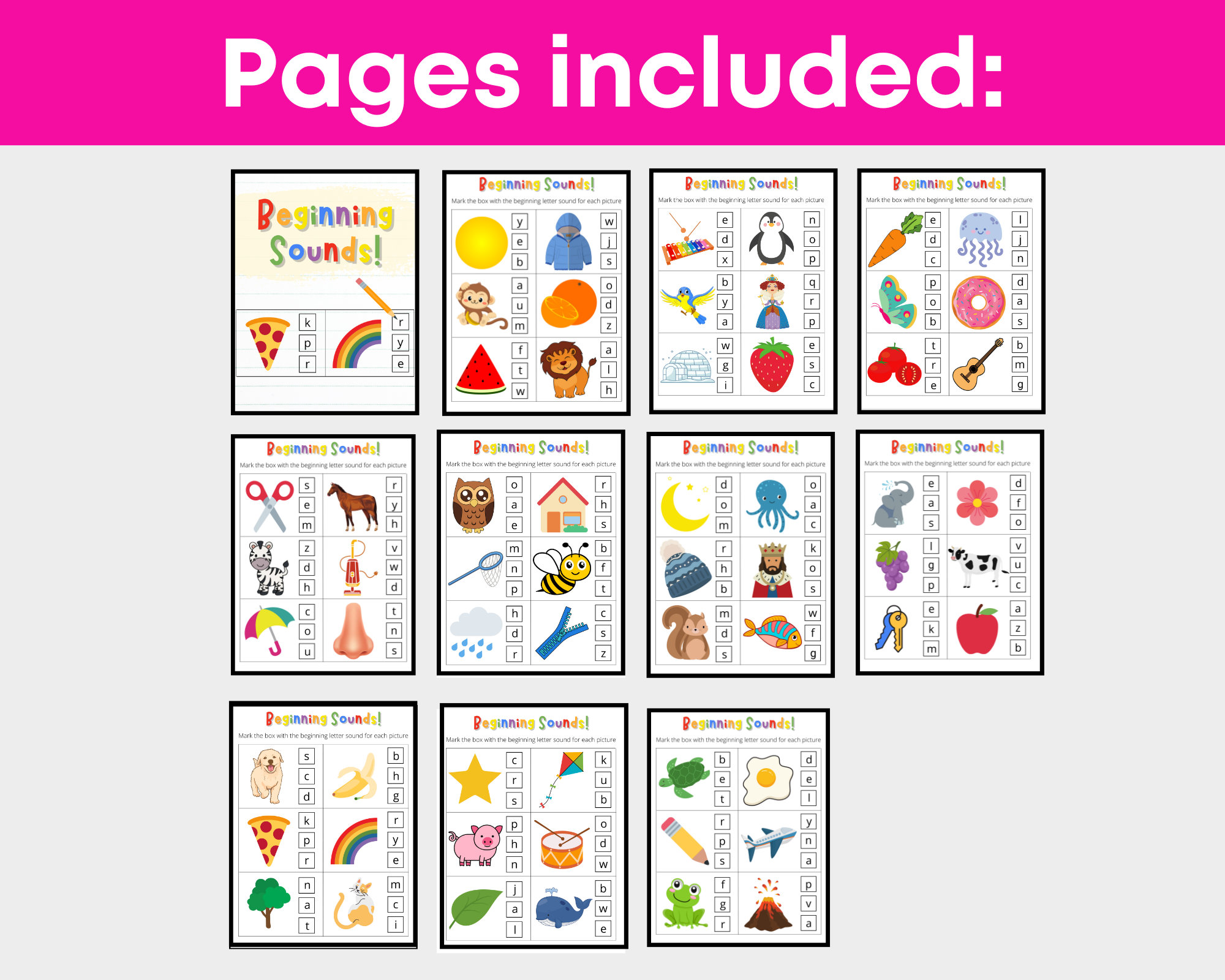 Beginning Sound Worksheet. Letter Sounds. Learning to Read. - Etsy