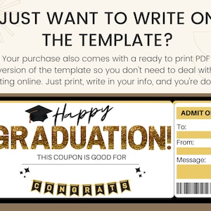 Printable Graduation Coupon. Graduation Gifts. Editable Coupons ...