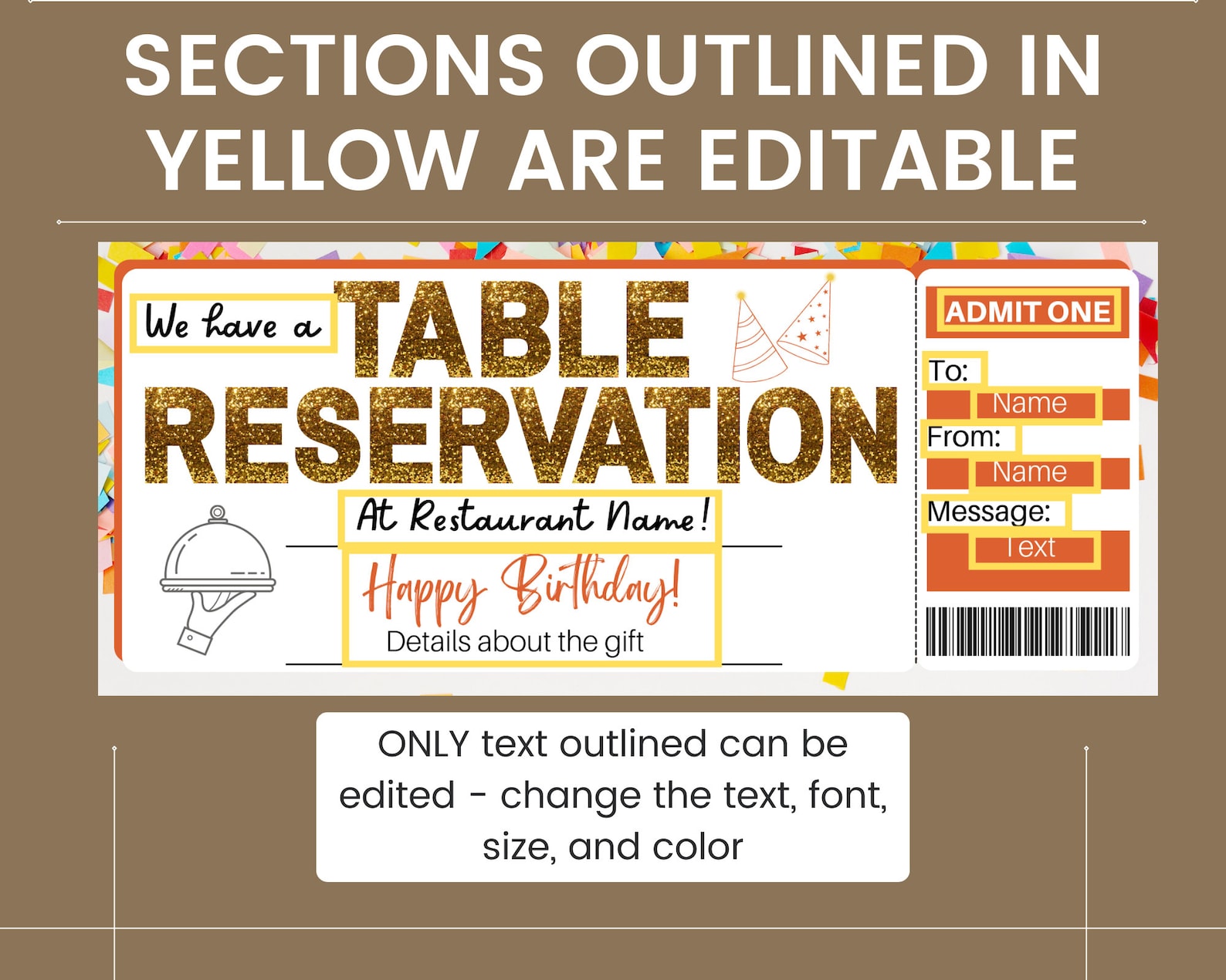 Table Reservation Gift. Reserved Table Ticket. Restaurant Reservation ...