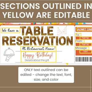 Table Reservation Gift. Reserved Table Ticket. Restaurant Reservation ...