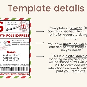 Santa Shipping Label. North Pole Mailing Label. Santa Mail Label. Elf ...