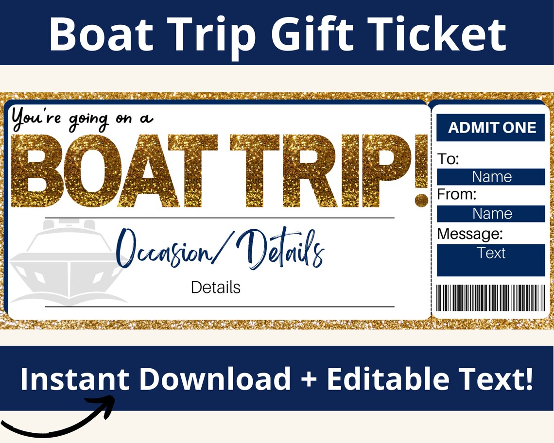 Boat Trip Gift Certificate, Printable Boat Day Invite, Boating Voucher ...