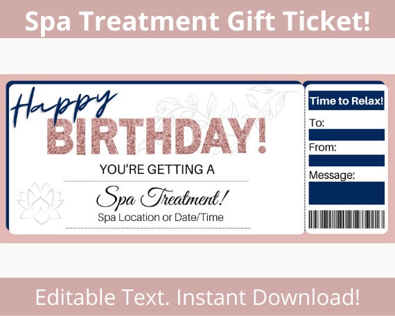 Spa Ticket. Spa Day Gift. Spa Day Ticket. Surprise Ticket. | Etsy